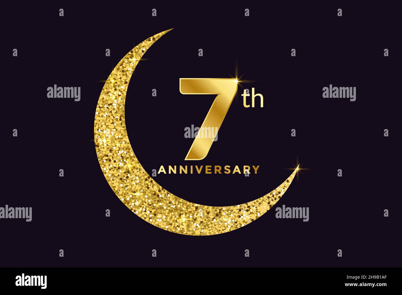 Seven Years Anniversary Celebration Golden Emblem in Black Background ...