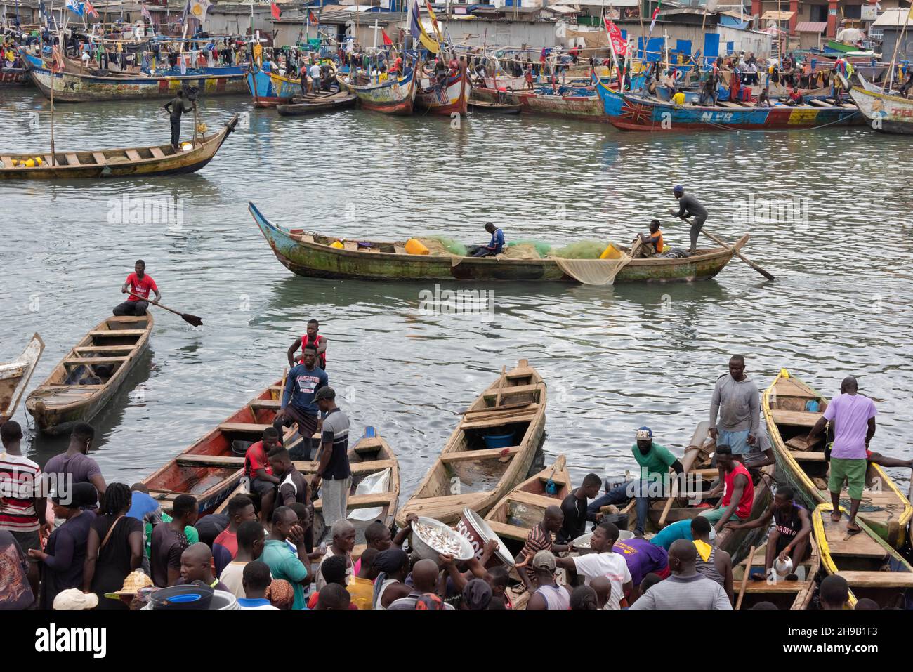 Fishing boat in he harbor, Elmina, Central Region, Ghana Stock Photo ...