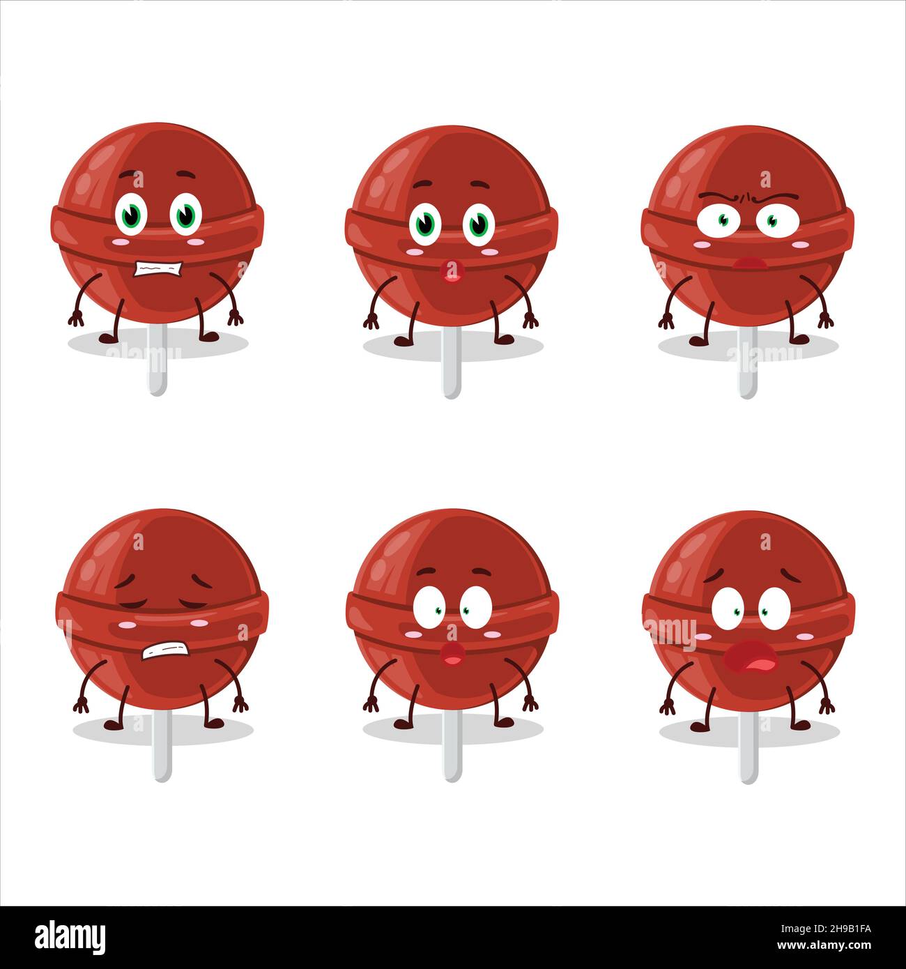 Character cartoon of sweet strawberry lollipop with scared expression ...