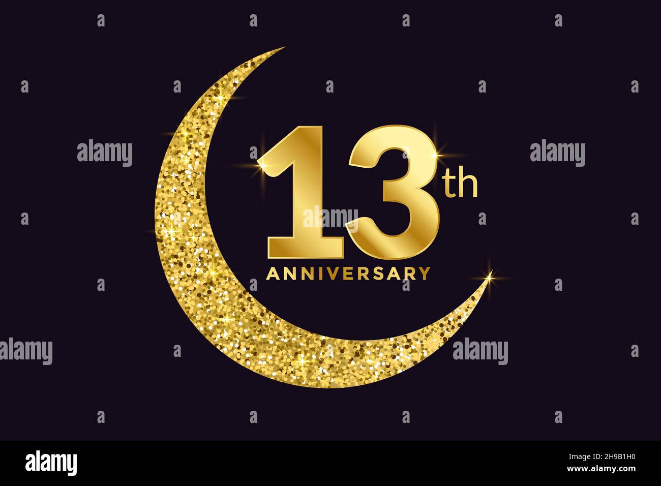 Thirteenth Anniversary Celebration Golden Emblem in Black Background ...