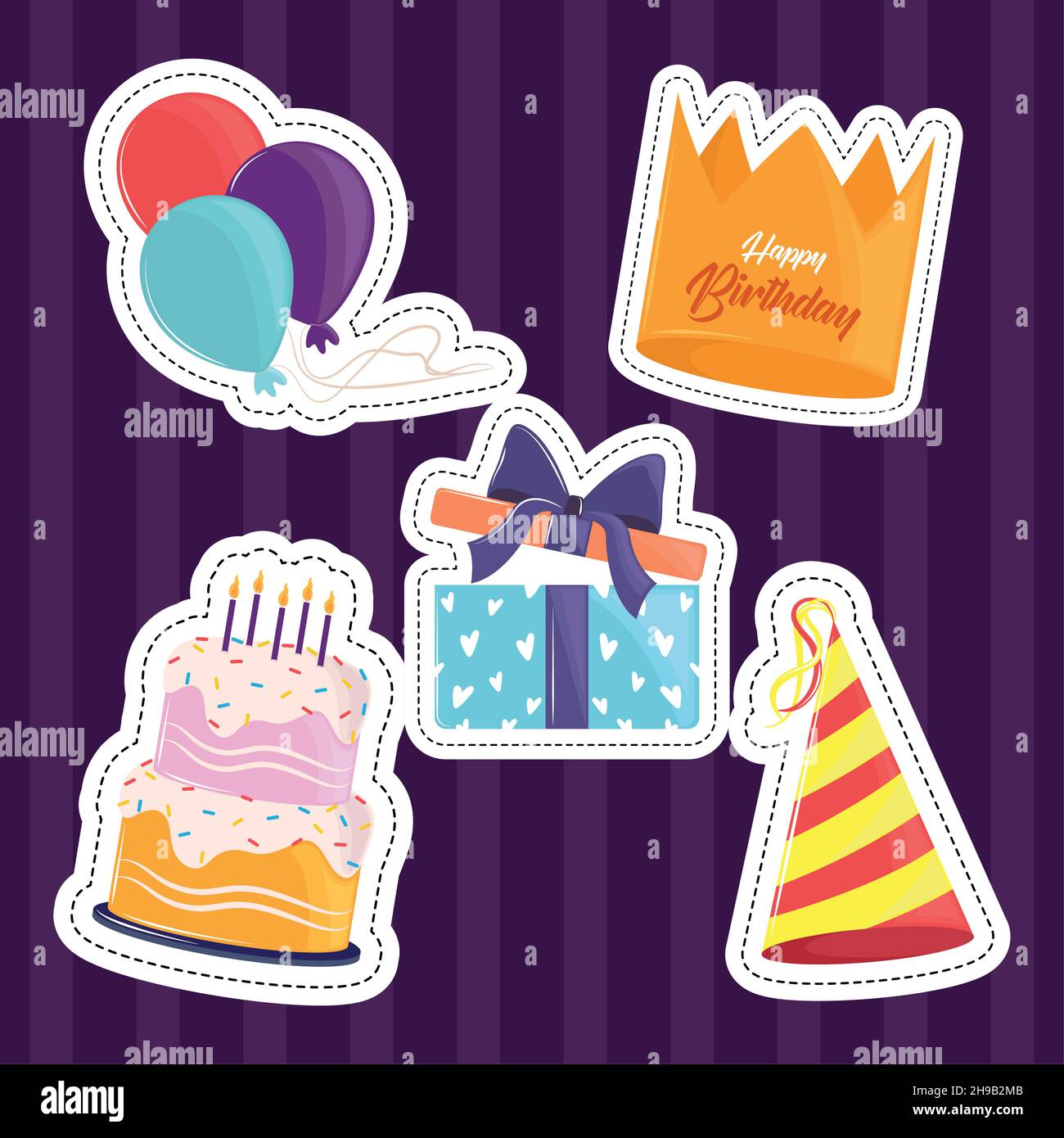 birthday stickers icons Stock Vector Image & Art - Alamy