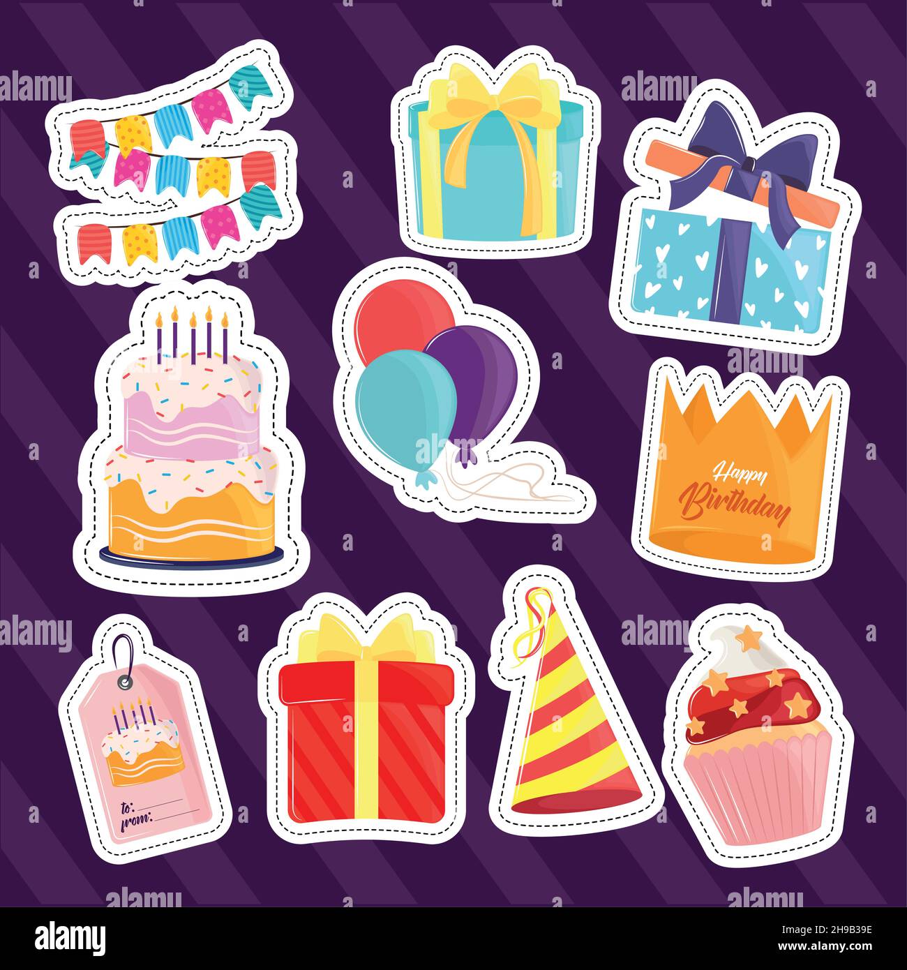 stickers icons birthday Stock Vector Image & Art - Alamy