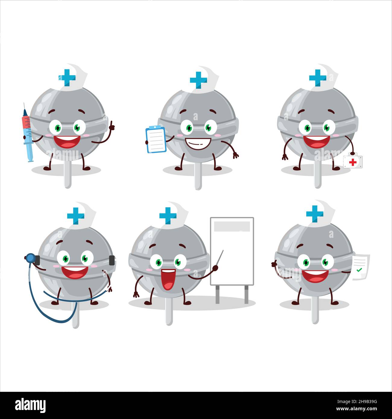 Doctor profession emoticon with Sweet White lollipop cartoon character ...