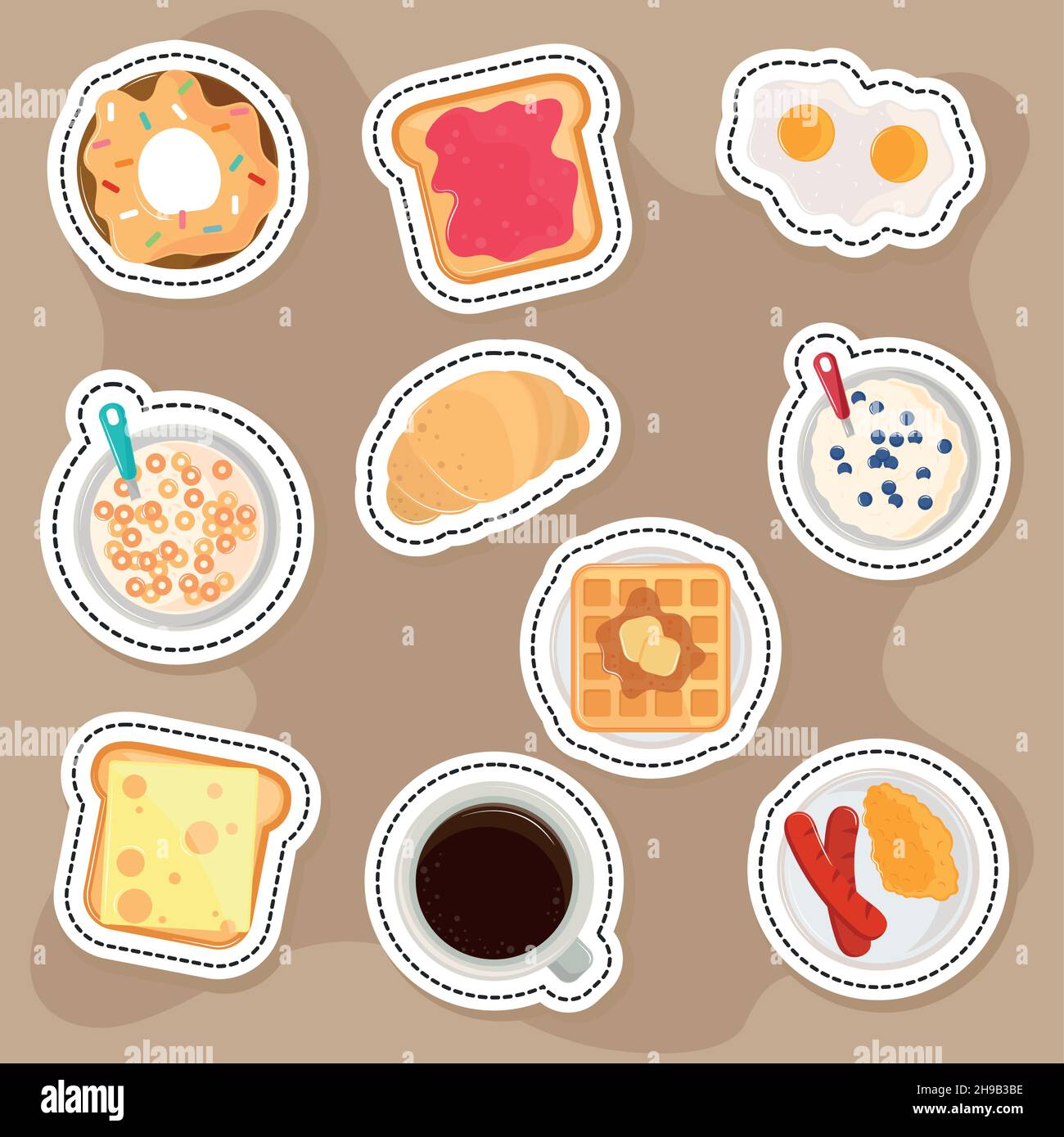 breakfast stickers icons Stock Vector Image & Art - Alamy