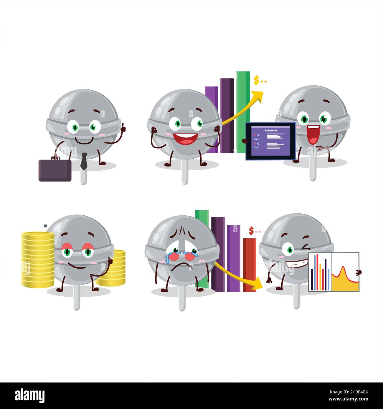 Sweet White lollipop character designs as a trader investment mascot ...