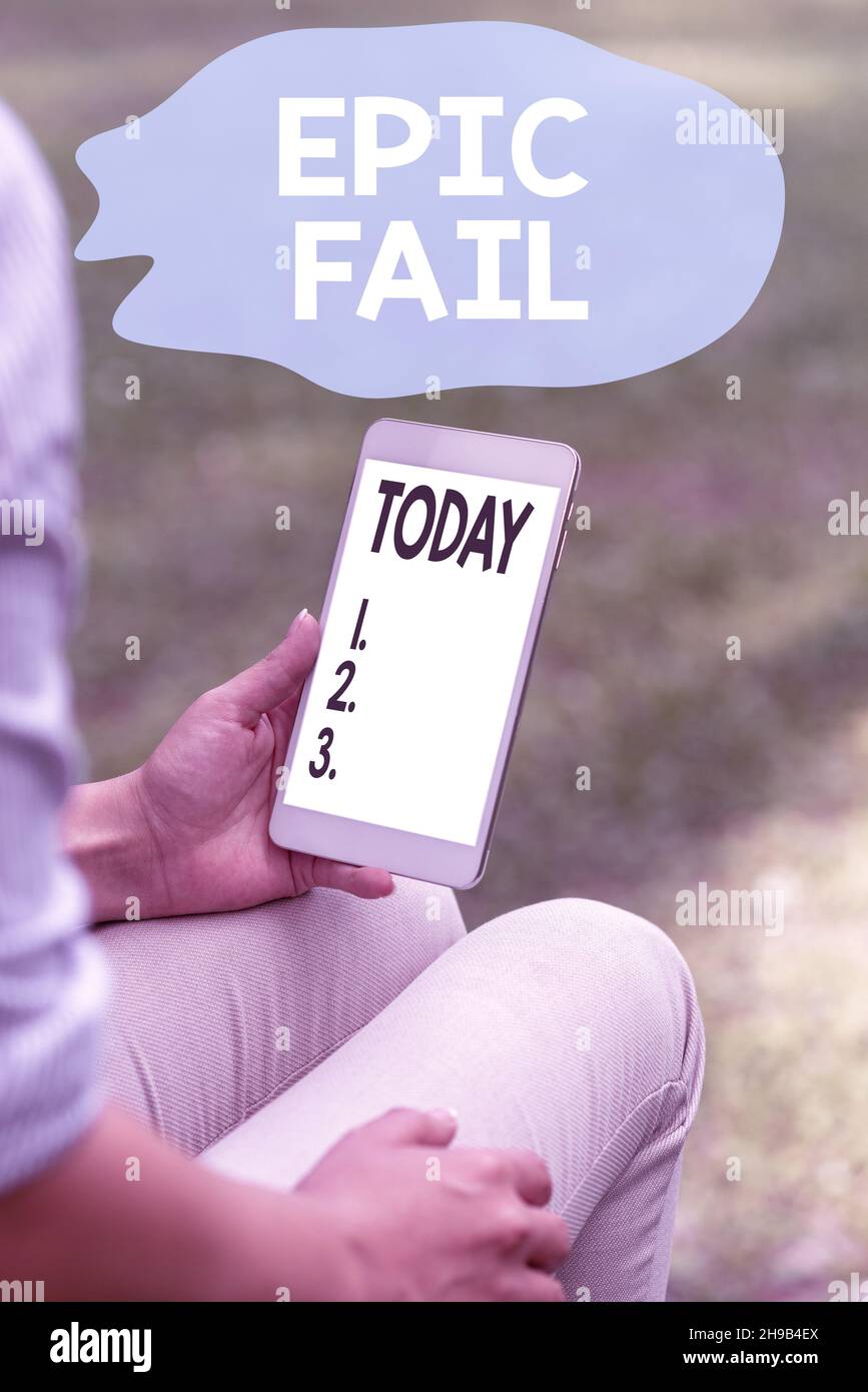 Conceptual caption Epic Fail. Word Written on a spectacularly ...