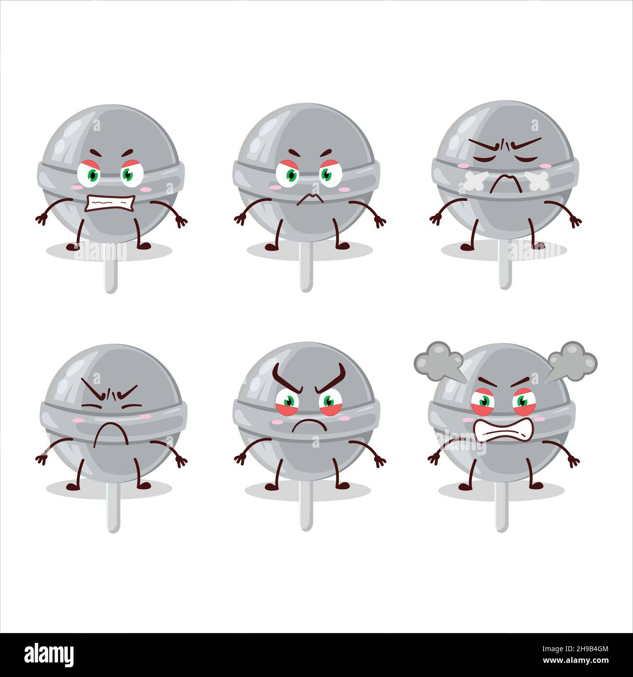 Sweet White lollipop cartoon character with various angry expressions ...