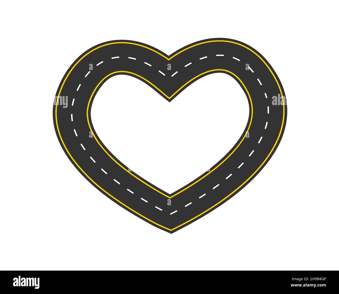 Road heart shape icon isolated on white background. Love symbol ...