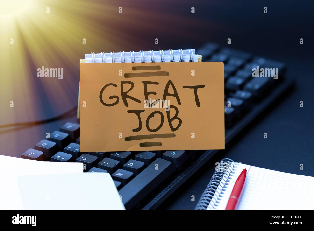 Conceptual caption Great Job. Business idea used praising someone for something they have done ...