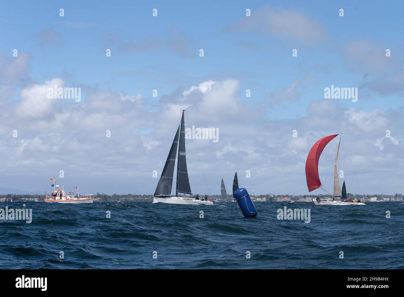 Fixed keel yachts are seen competing during the 2021/22 Australian ...