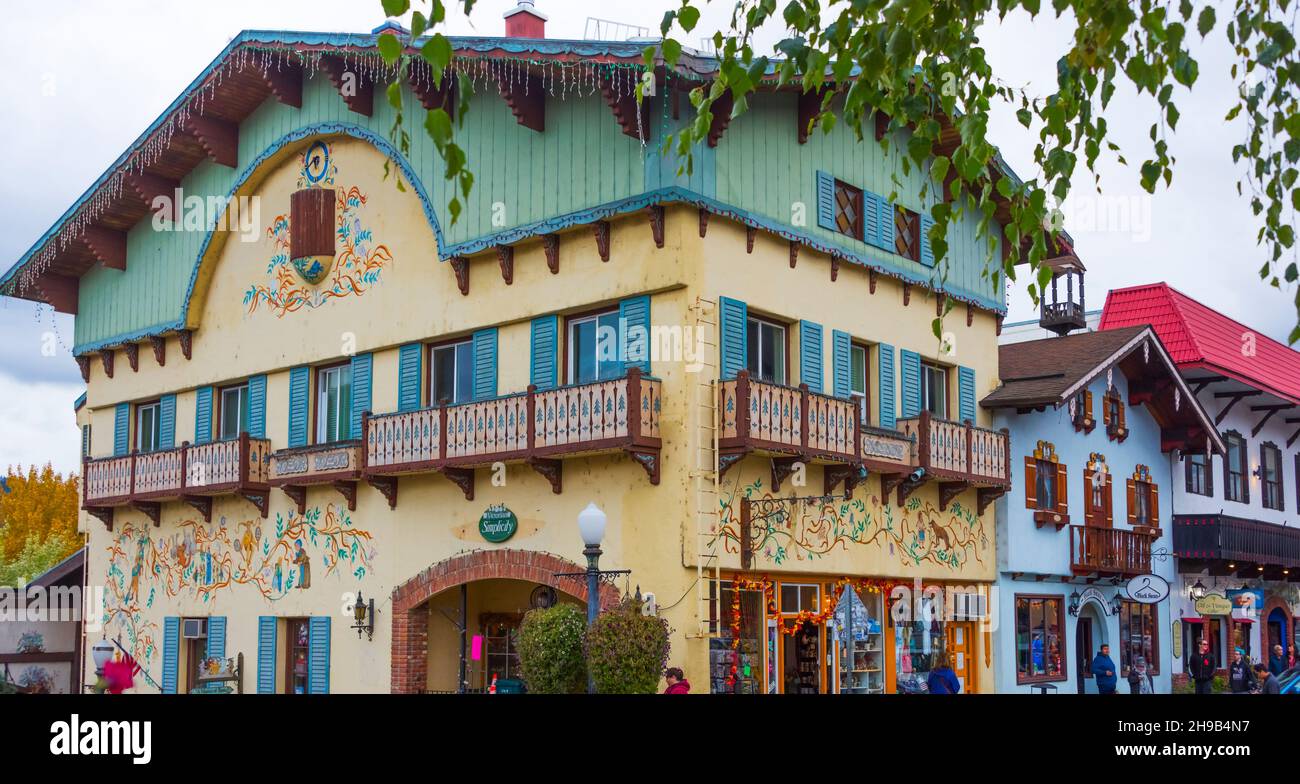 German style buildings, Leavenworth, Washington State, USA Stock Photo ...