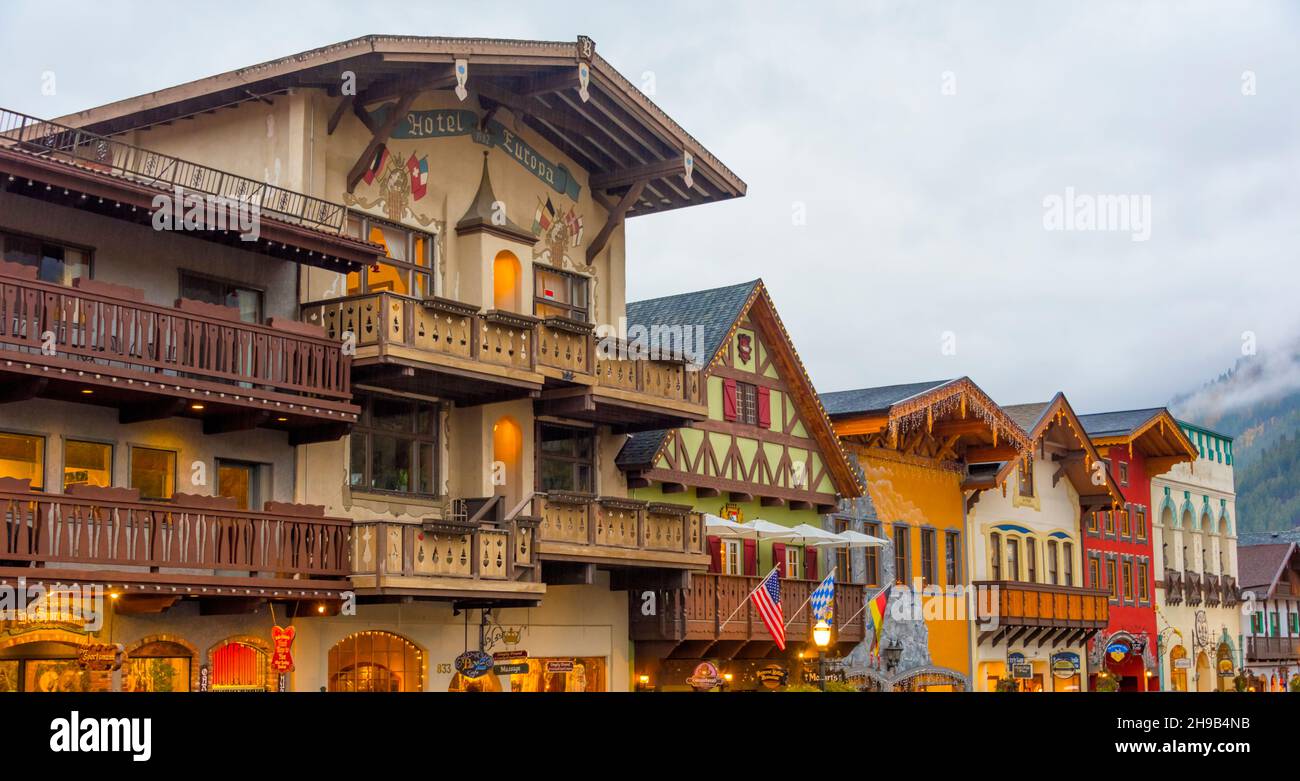 German style buildings, Leavenworth, Washington State, USA Stock Photo ...