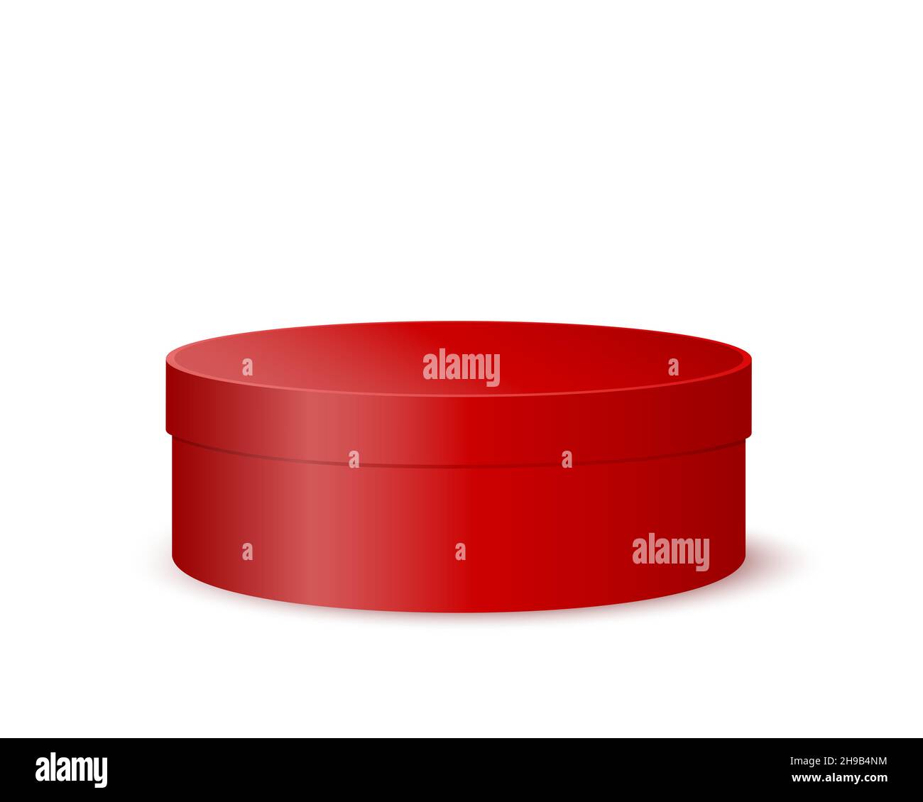 Red round box. Plastic, tin or cardboard package for product design ...