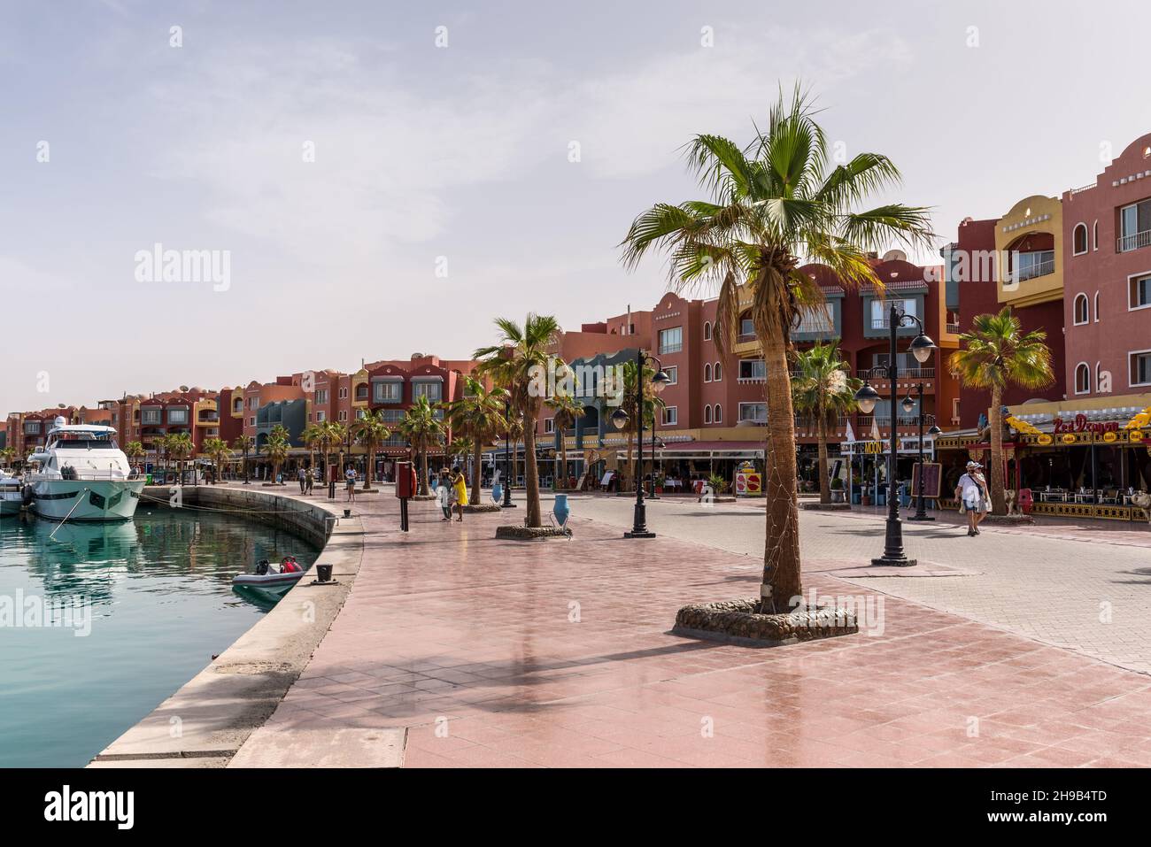 Hurghada, Egypt - May 31, 2021: Colorful promenade street of New Marina ...