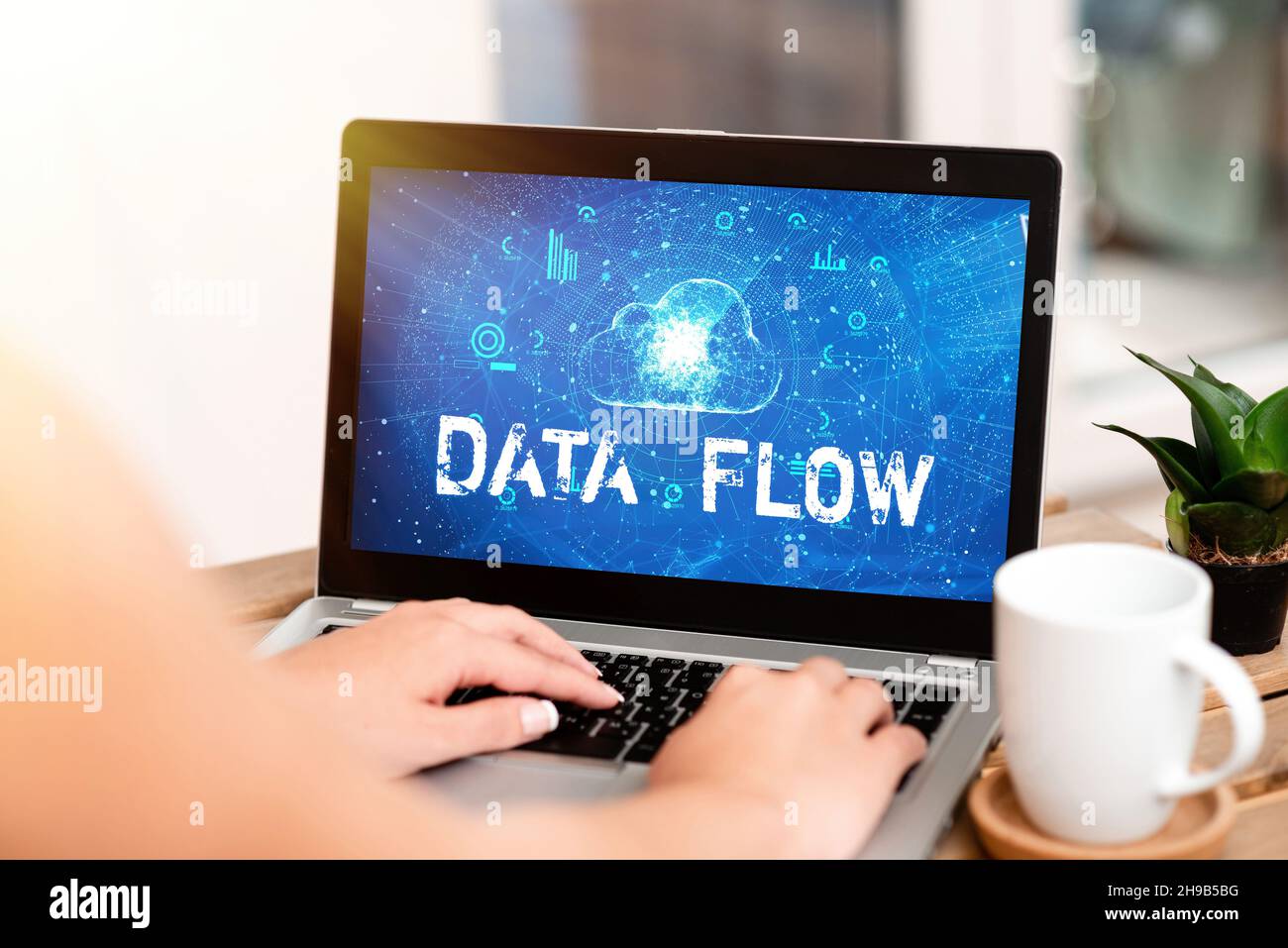 Writing displaying text Data Flow. Internet Concept the movement of ...
