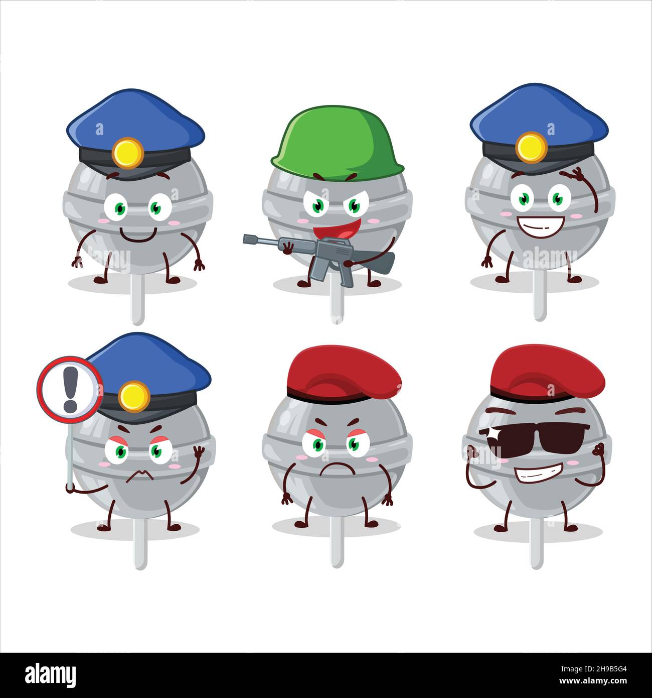 A dedicated Police officer of sweet white lollipop mascot design style ...