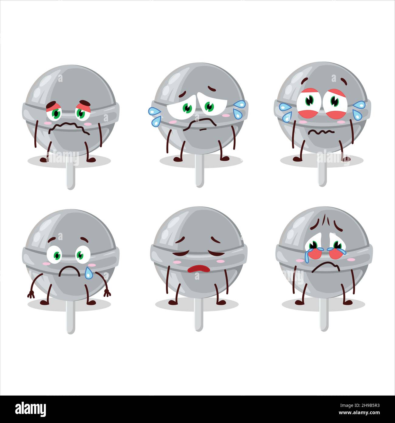 Sweet White lollipop cartoon character with sad expression. Vector ...