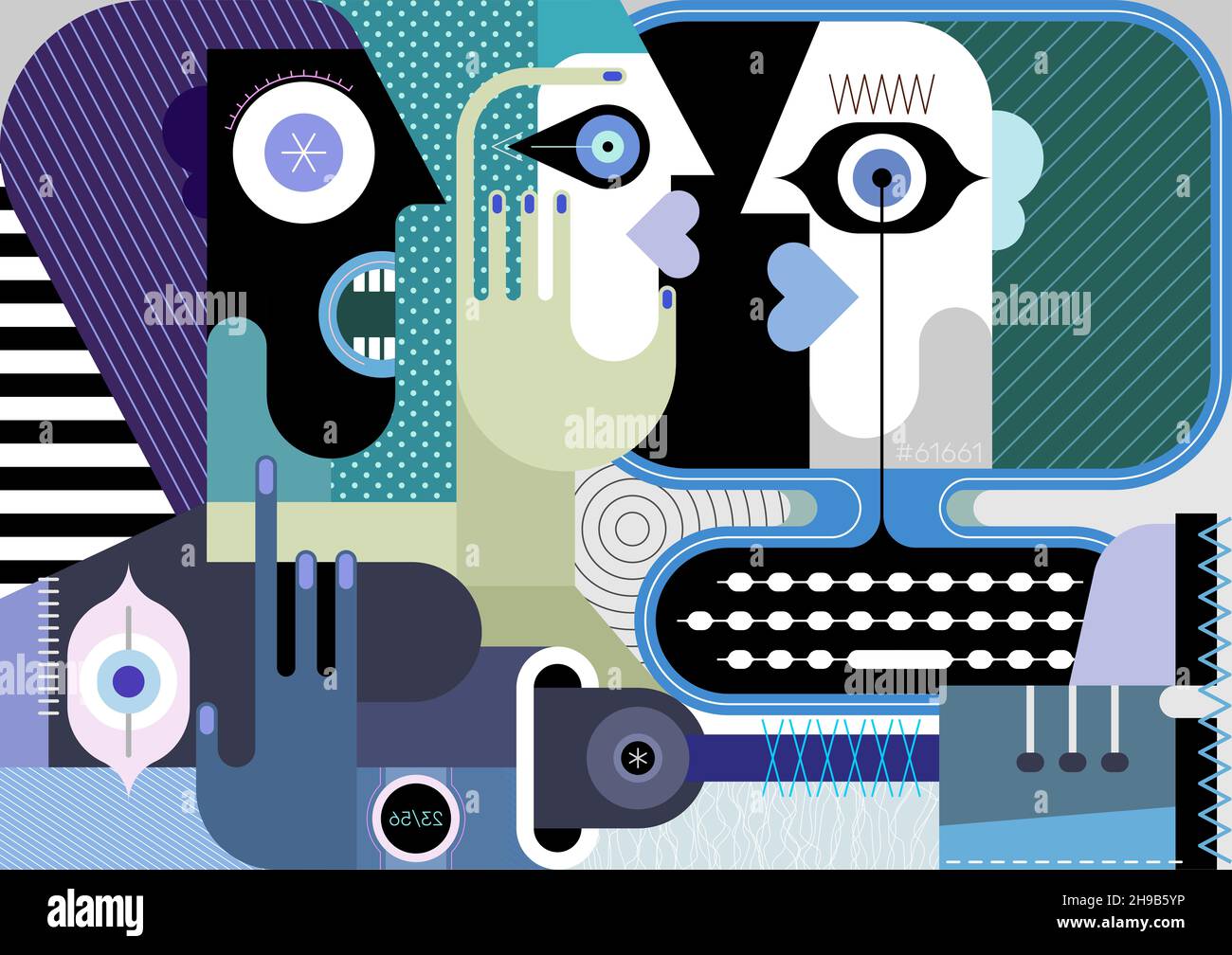 A group of people communicate with each other online. Modern art ...