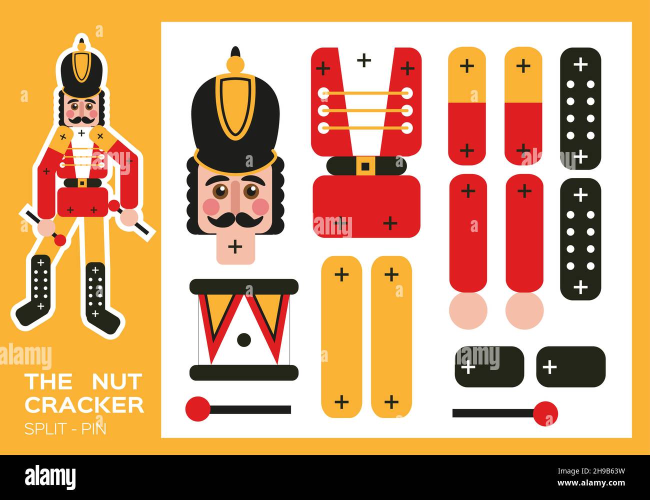 Nutcracker Split-Pin Paper Cut Game. Christmas craft activity for kids ...