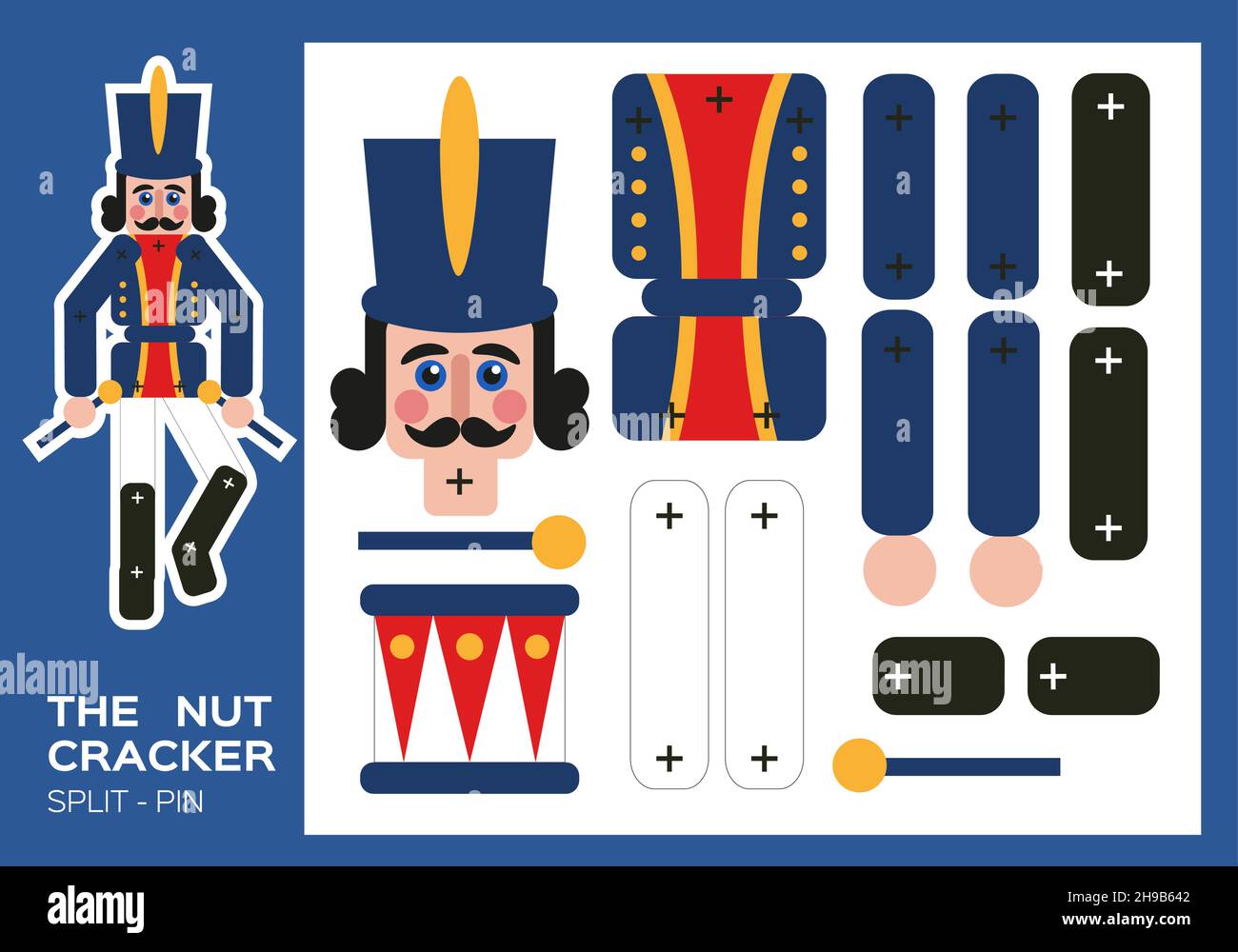 Nutcracker Split-Pin Paper Cut Game. Christmas craft activity for kids ...