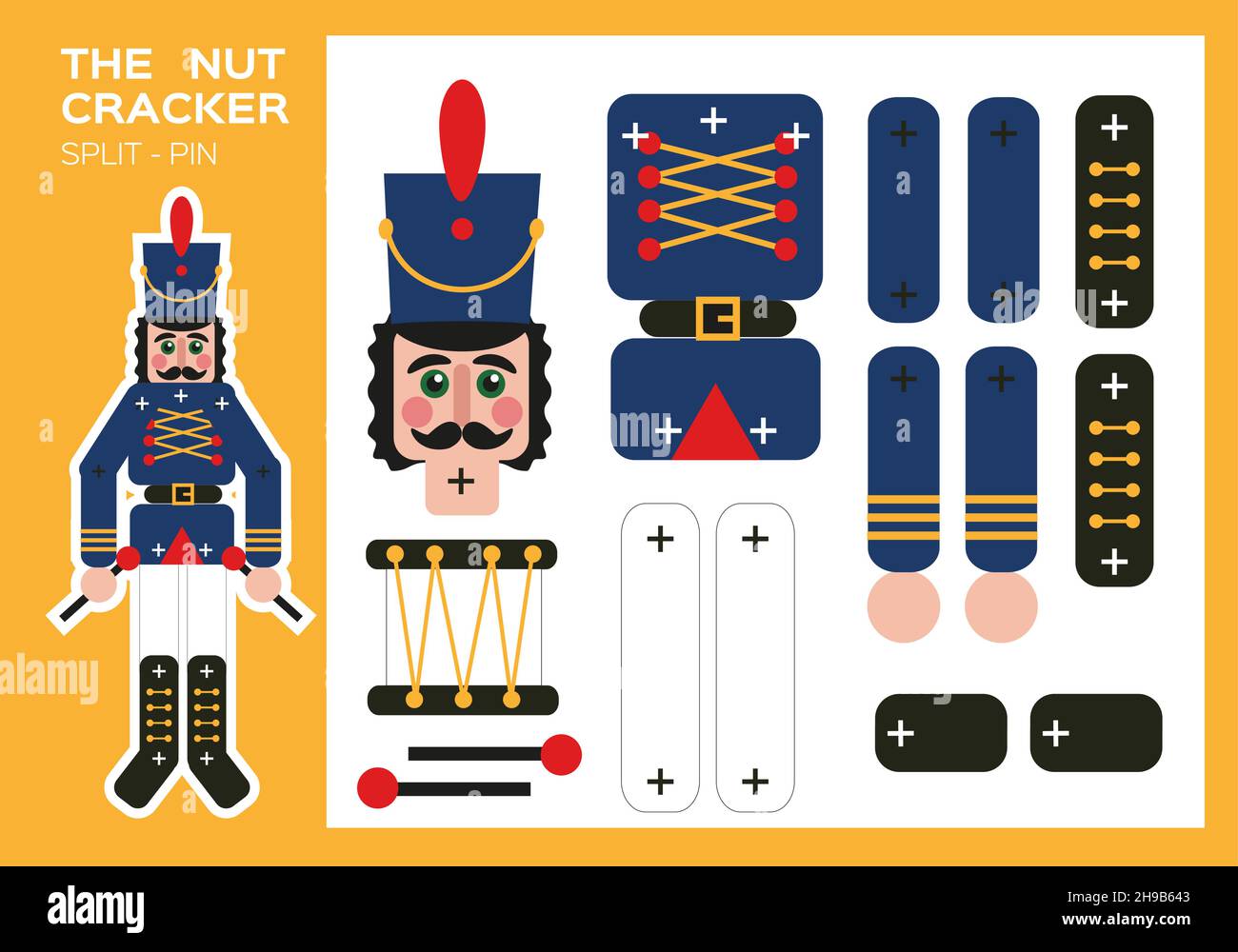 Nutcracker Split-Pin Paper Cut Game. Christmas craft activity for kids ...