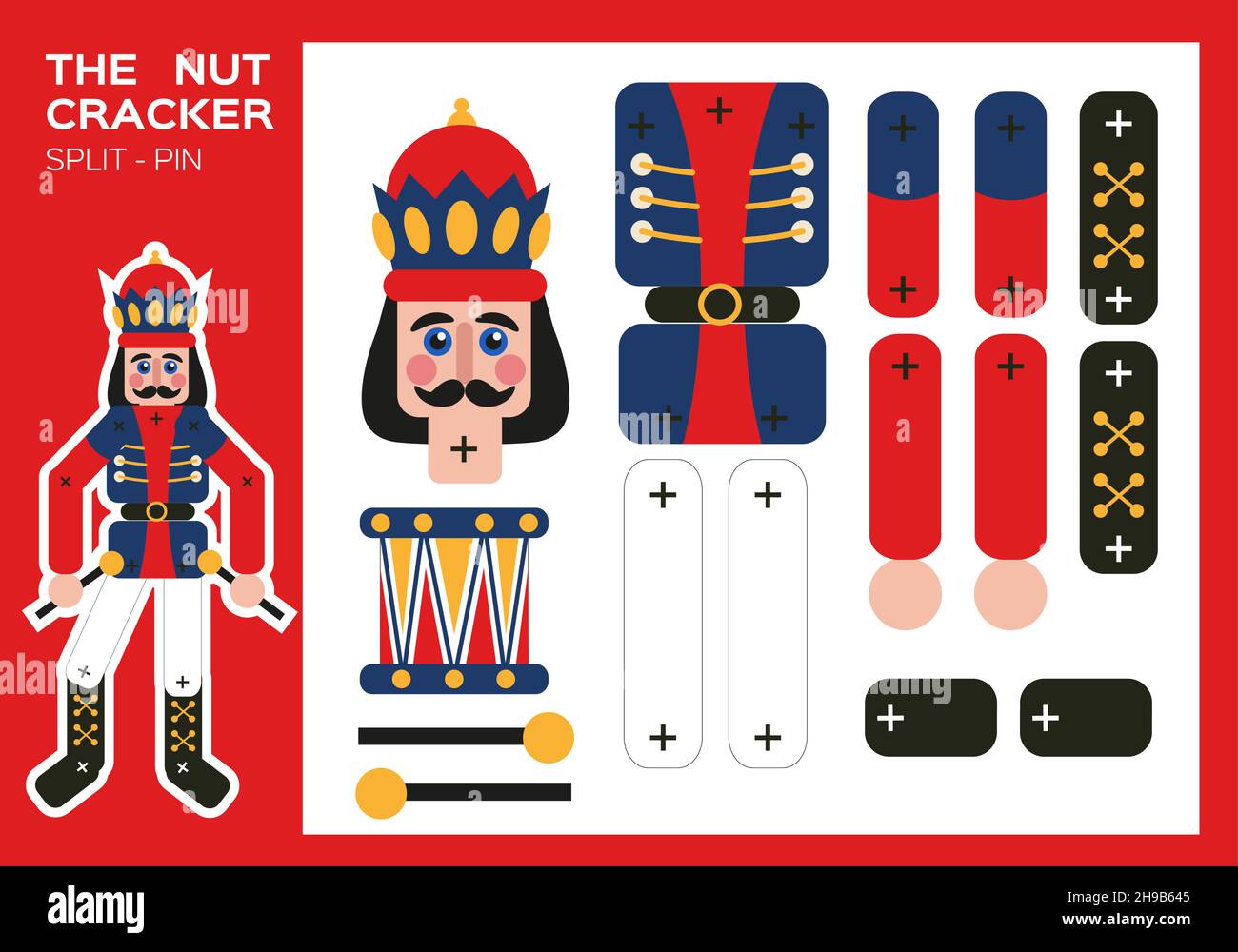 Nutcracker Split-Pin Paper Cut Game. Christmas craft activity for kids ...