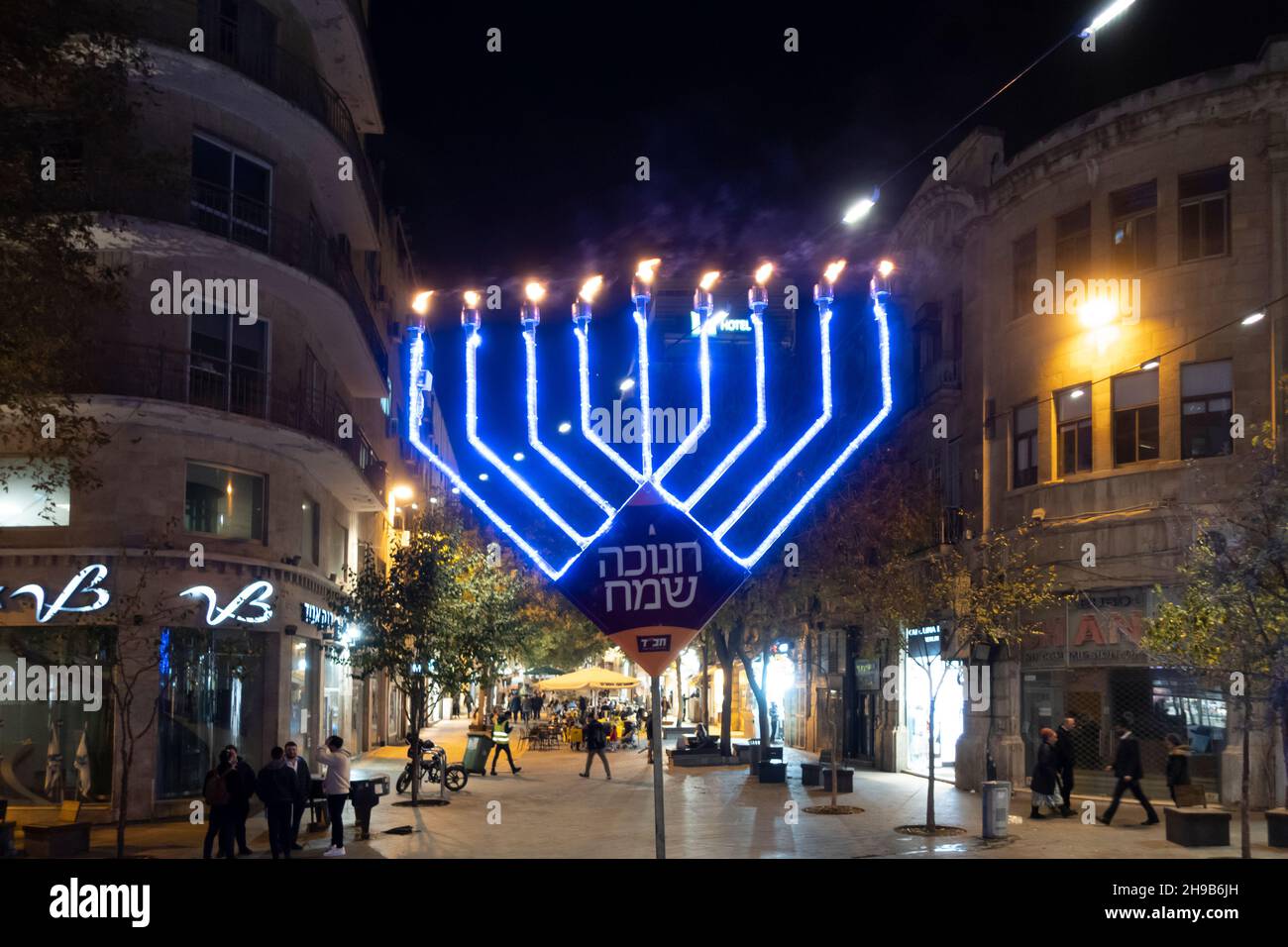 Public menorah placed during the 8th day of Hanukkah Jewish feast in ...