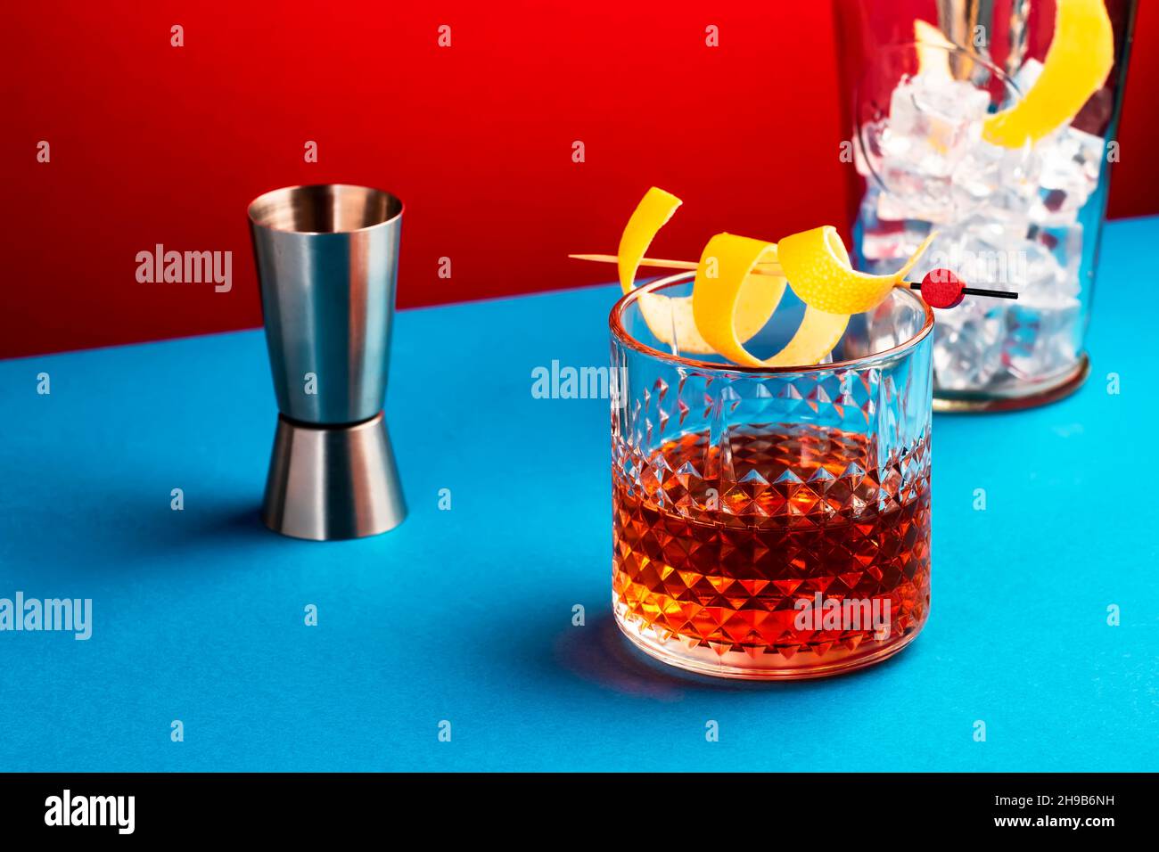 Sazerac, classic alcoholic cocktail with cognac, bourbon, absinthe ...