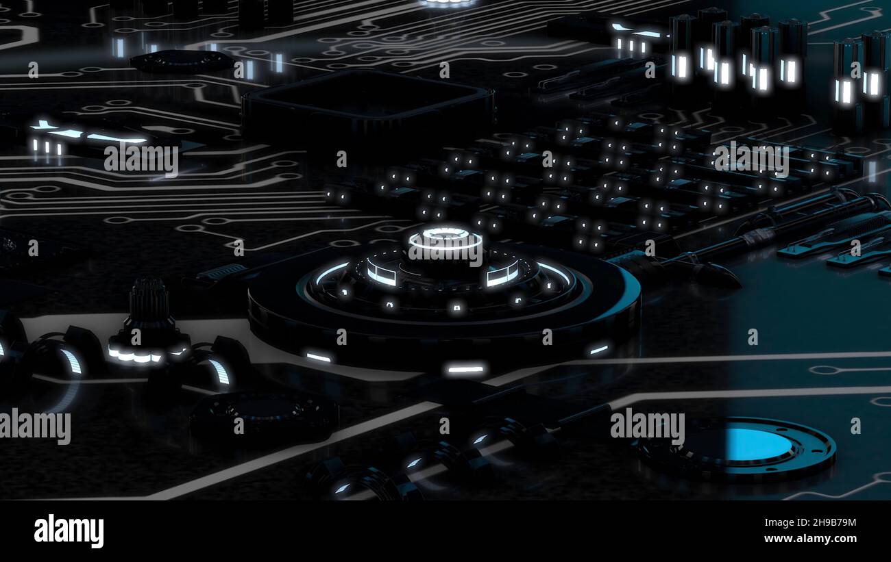 3D animation of details and technologies. Animation. Ultra future ...