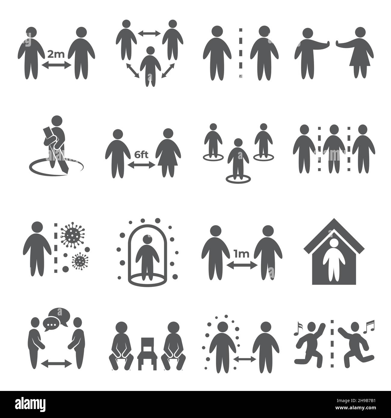 Social Distancing Icons on white background Stock Vector Image & Art ...