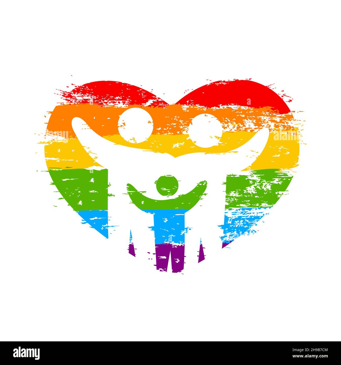 LGBT family in rainbow heart. LGBT community. Human rights. Gay ...