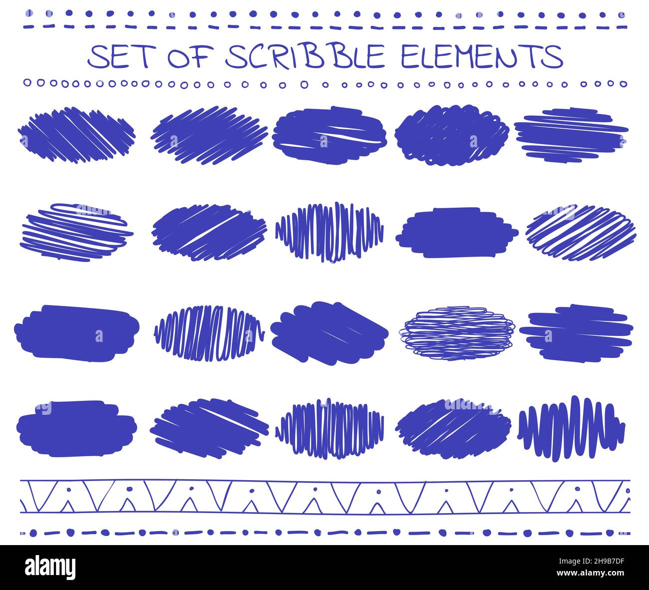 Collection of scribbled lines in hand drawn style. Vector illustration ...