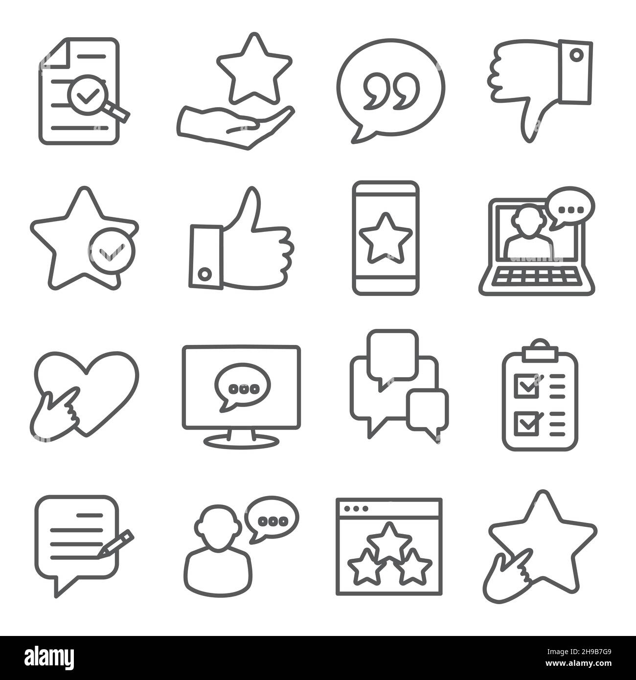 Review line icons set on white background Stock Vector Image & Art - Alamy