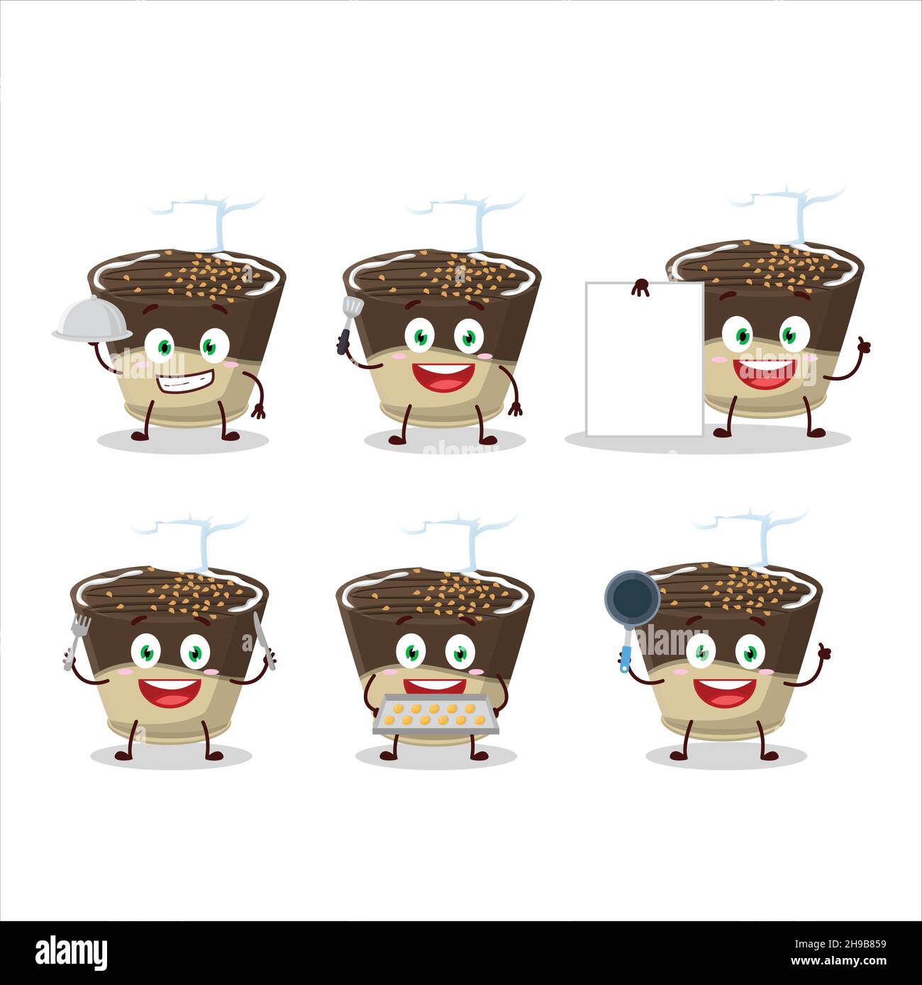 Cartoon character of truffle chocolate milk candy with various chef ...