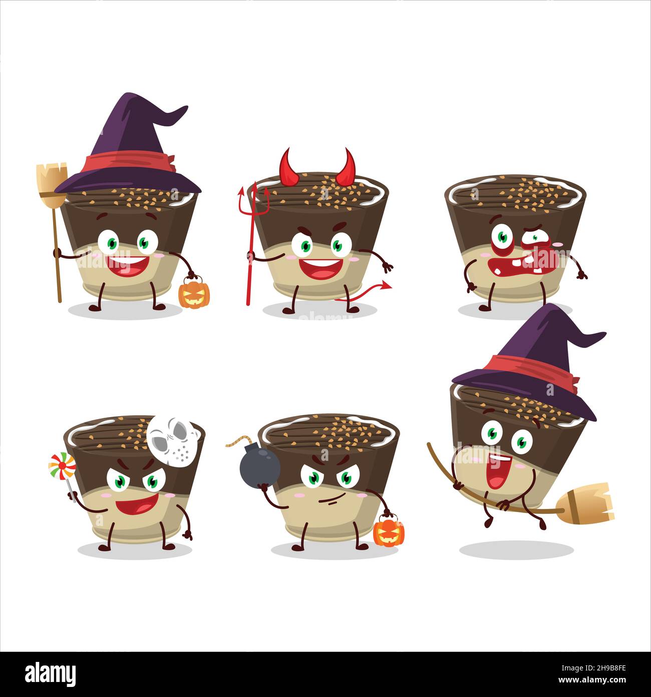 Halloween expression emoticons with cartoon character of truffle ...