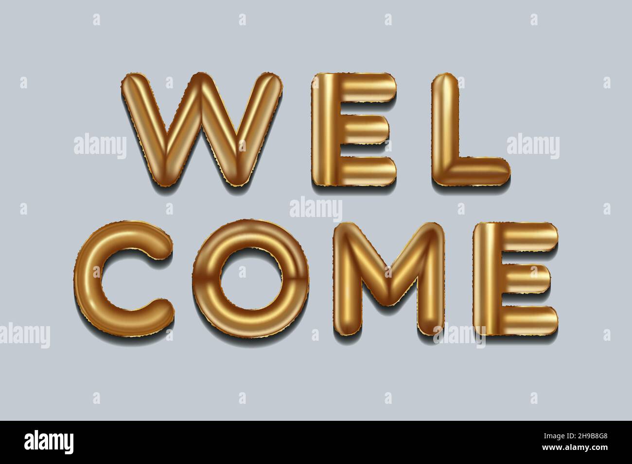 welcome written with golden foil balloons. welcome lettering realistic ...
