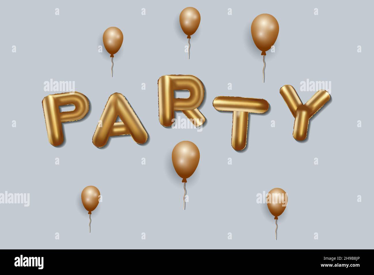 party written with golden foil balloons. party lettering gold balloons ...