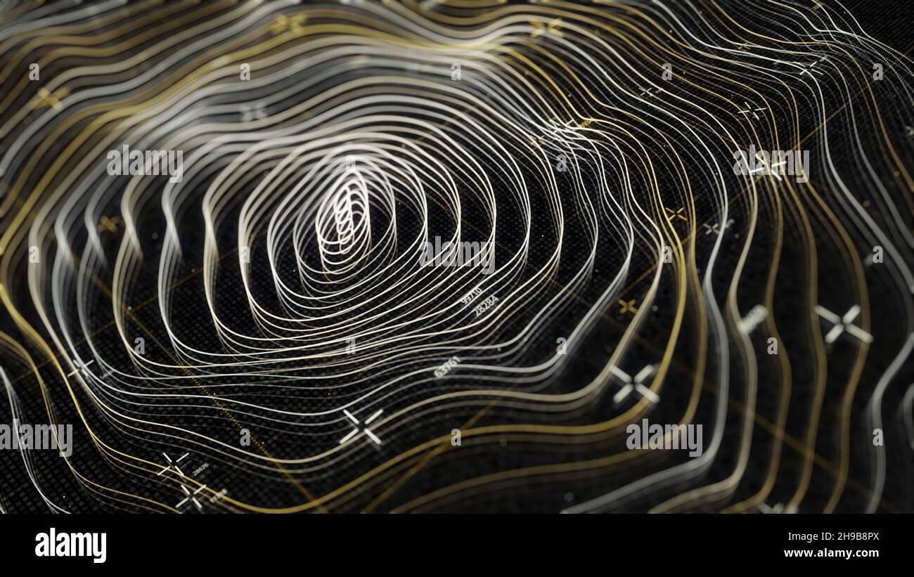 Abstract animation of digital surface map. Animation. Neon gemetric map ...