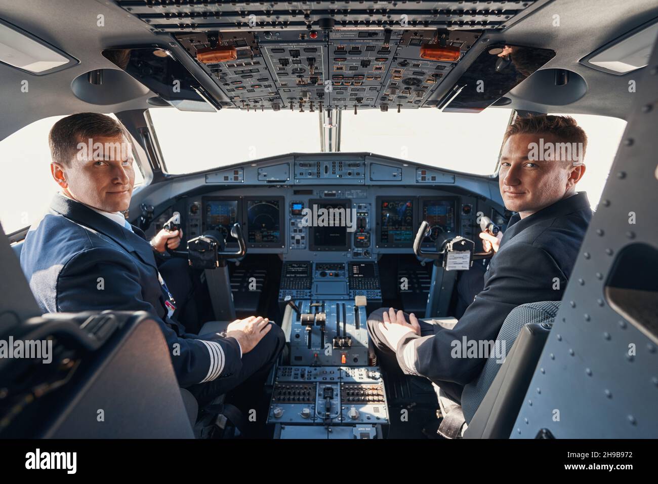 Airline Pilot In Cockpit