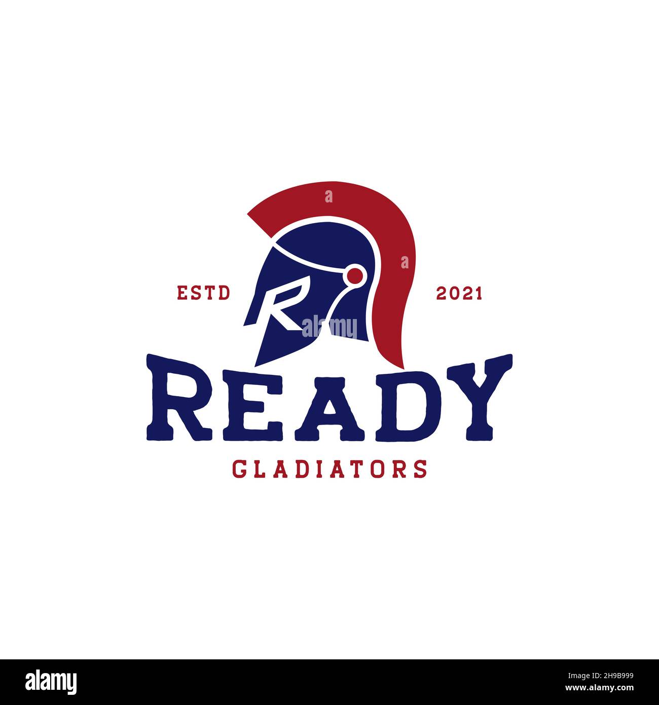 letter R with spartan helmet logo symbol icon vector graphic design ...