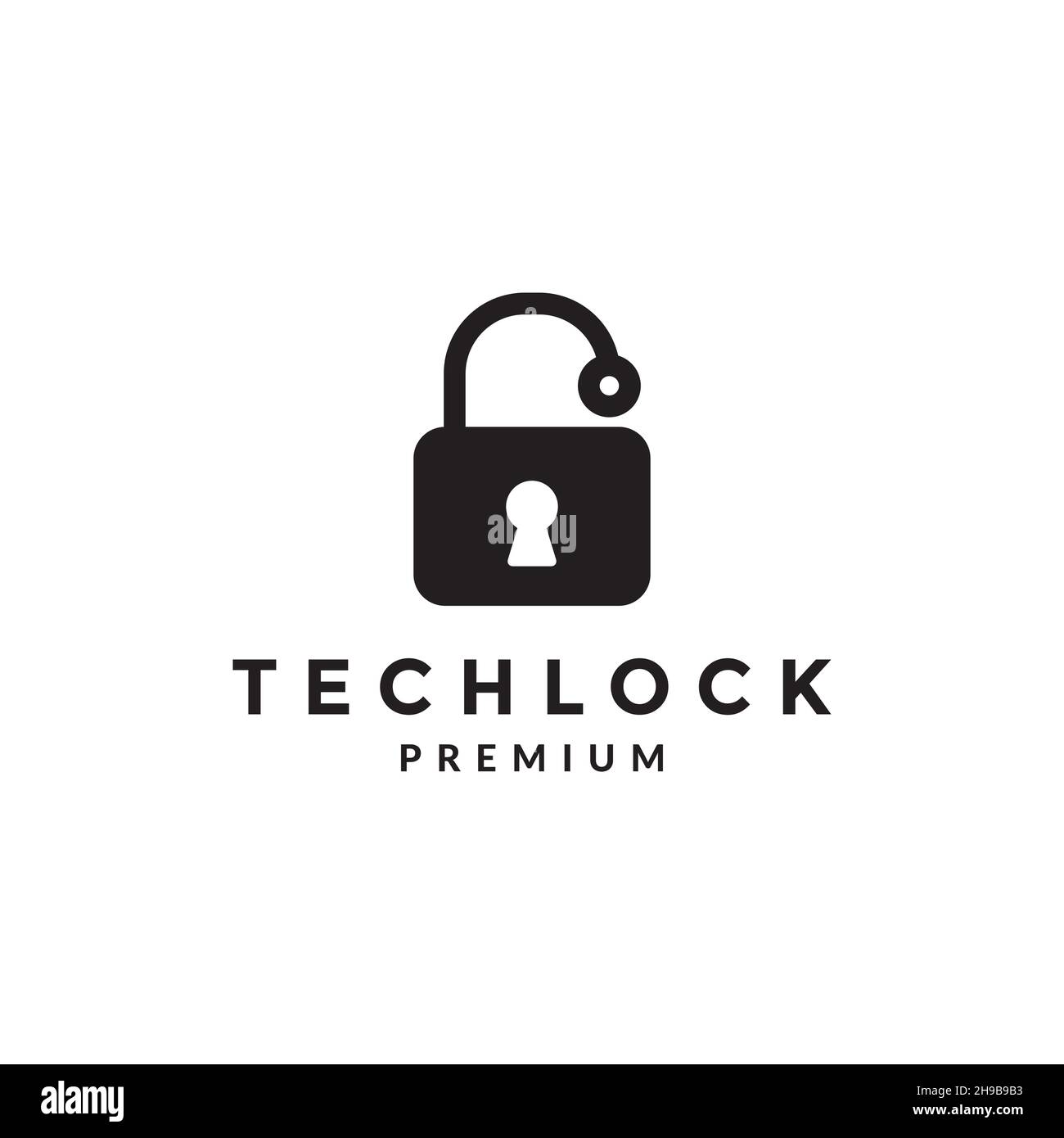 lock key with dot tech logo symbol icon vector graphic design ...