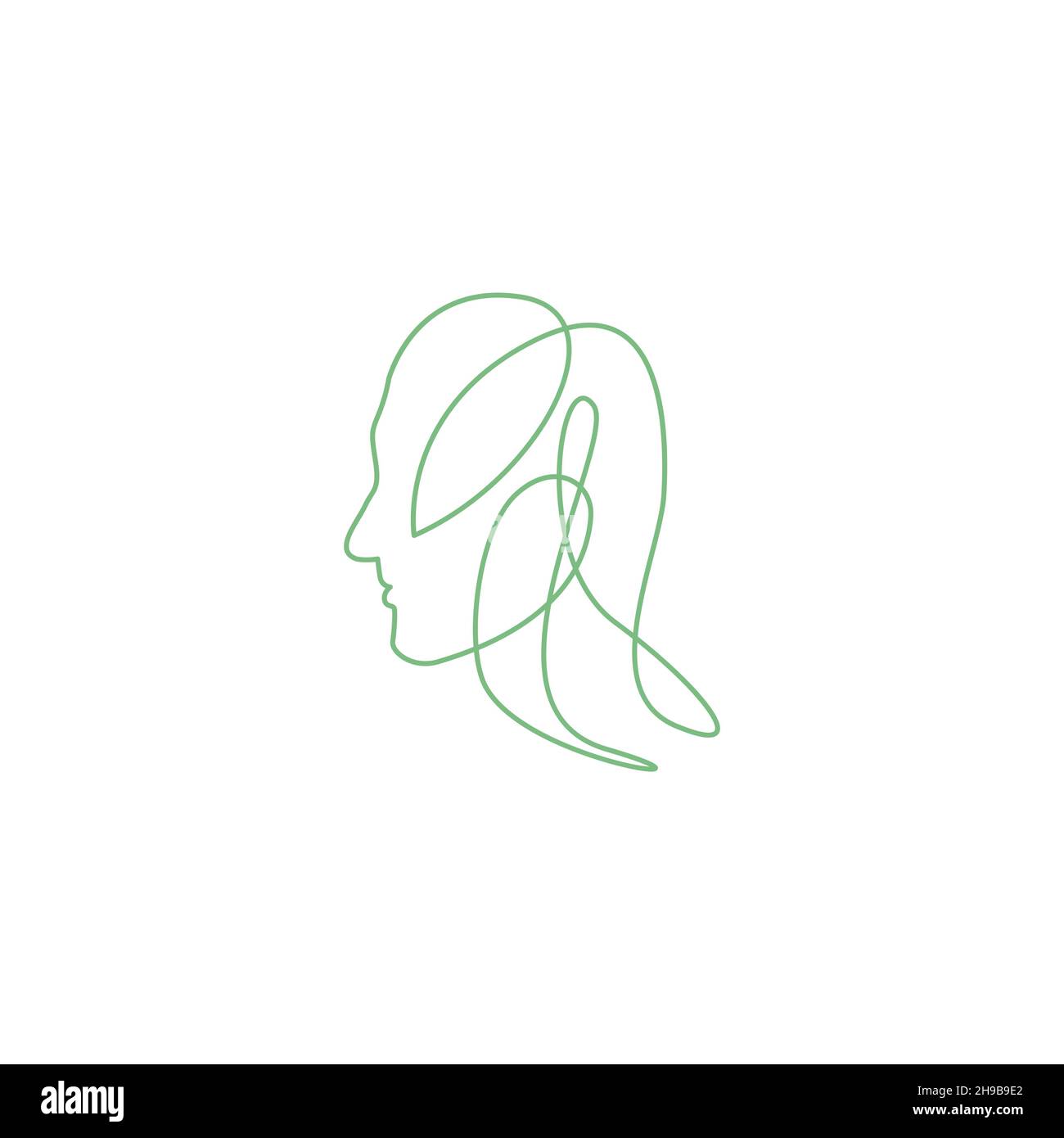 continuous lines woman face feminine logo symbol icon vector graphic ...
