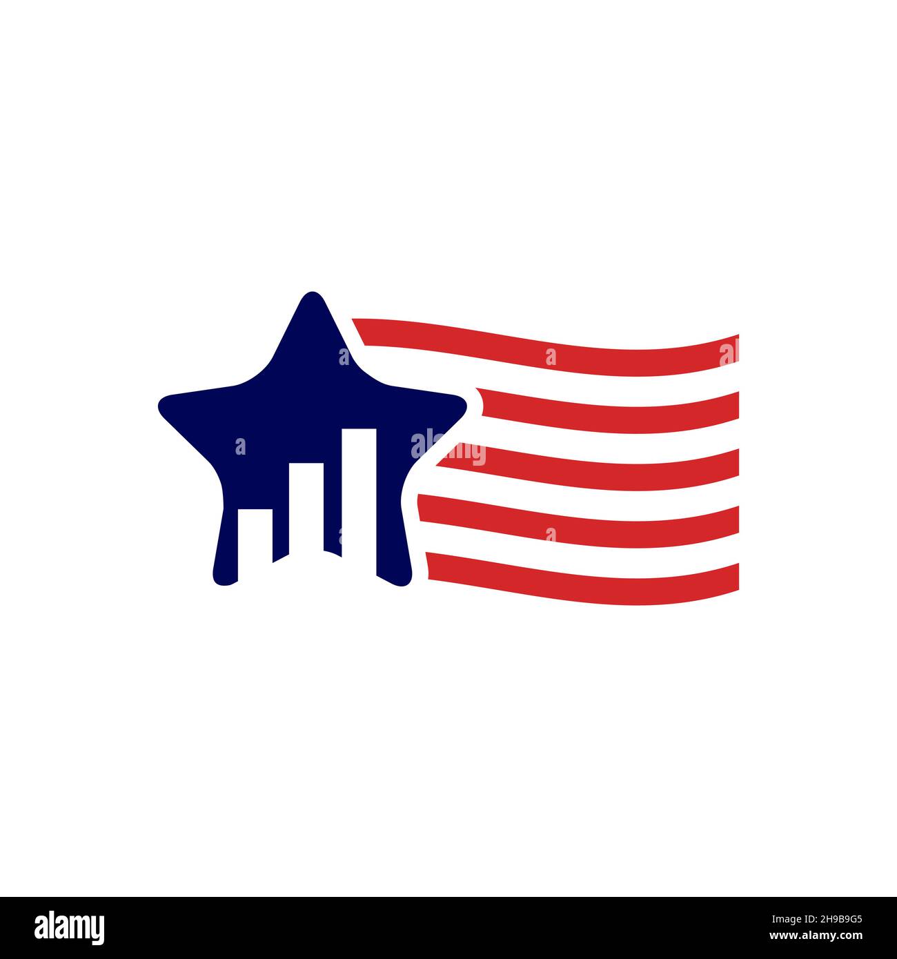 chart with american flag logo symbol icon vector graphic design ...
