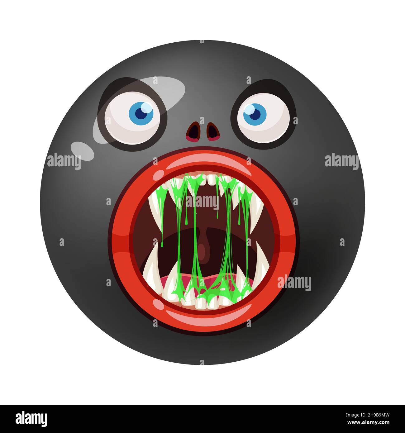 Monster face cartoon round icon head Halloween character. Illustration ...