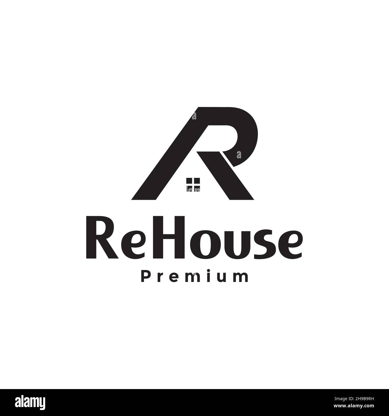 initial R with home logo symbol icon vector graphic design illustration ...