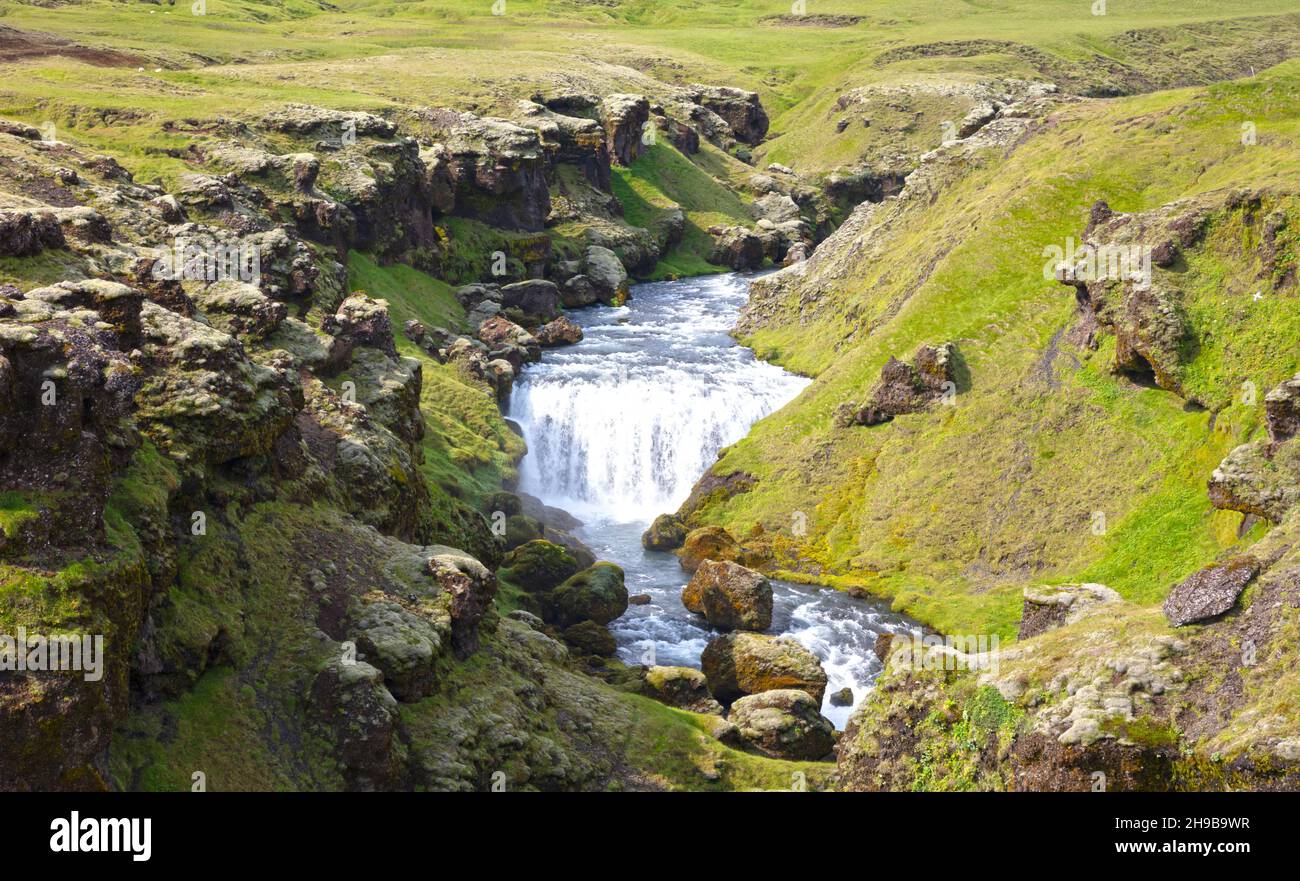 Skoga river before the Skogafoss waterfall, Iceland Stock Photo - Alamy