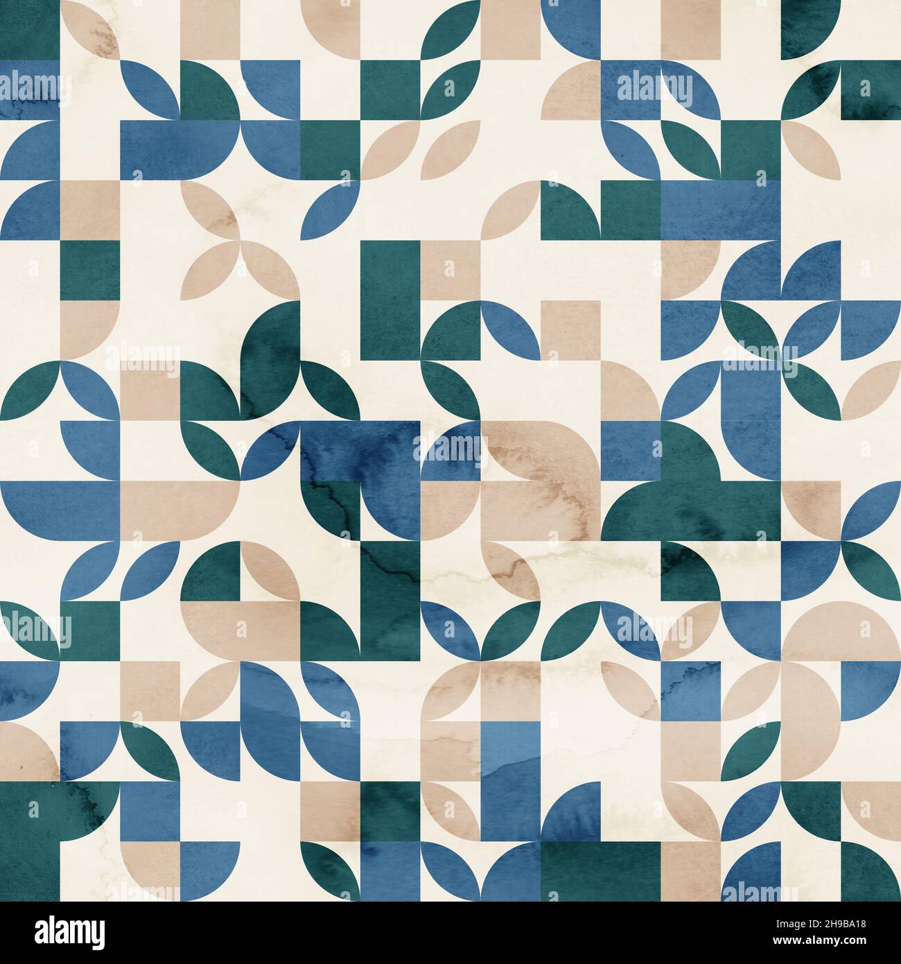 Seamless mid century retro watercolor geometric surface pattern design ...