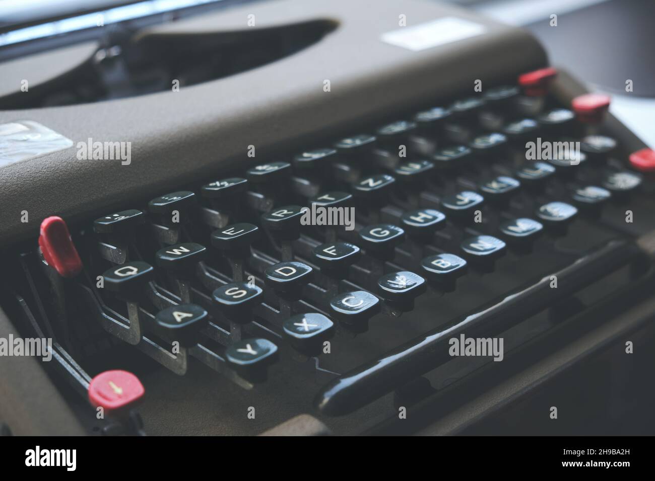 Keyboard of an old retro typewriter style and vintage, close up Stock ...