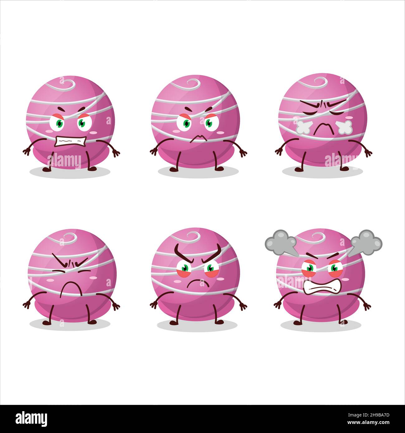 Truffle strawberry candy cartoon character with various angry ...