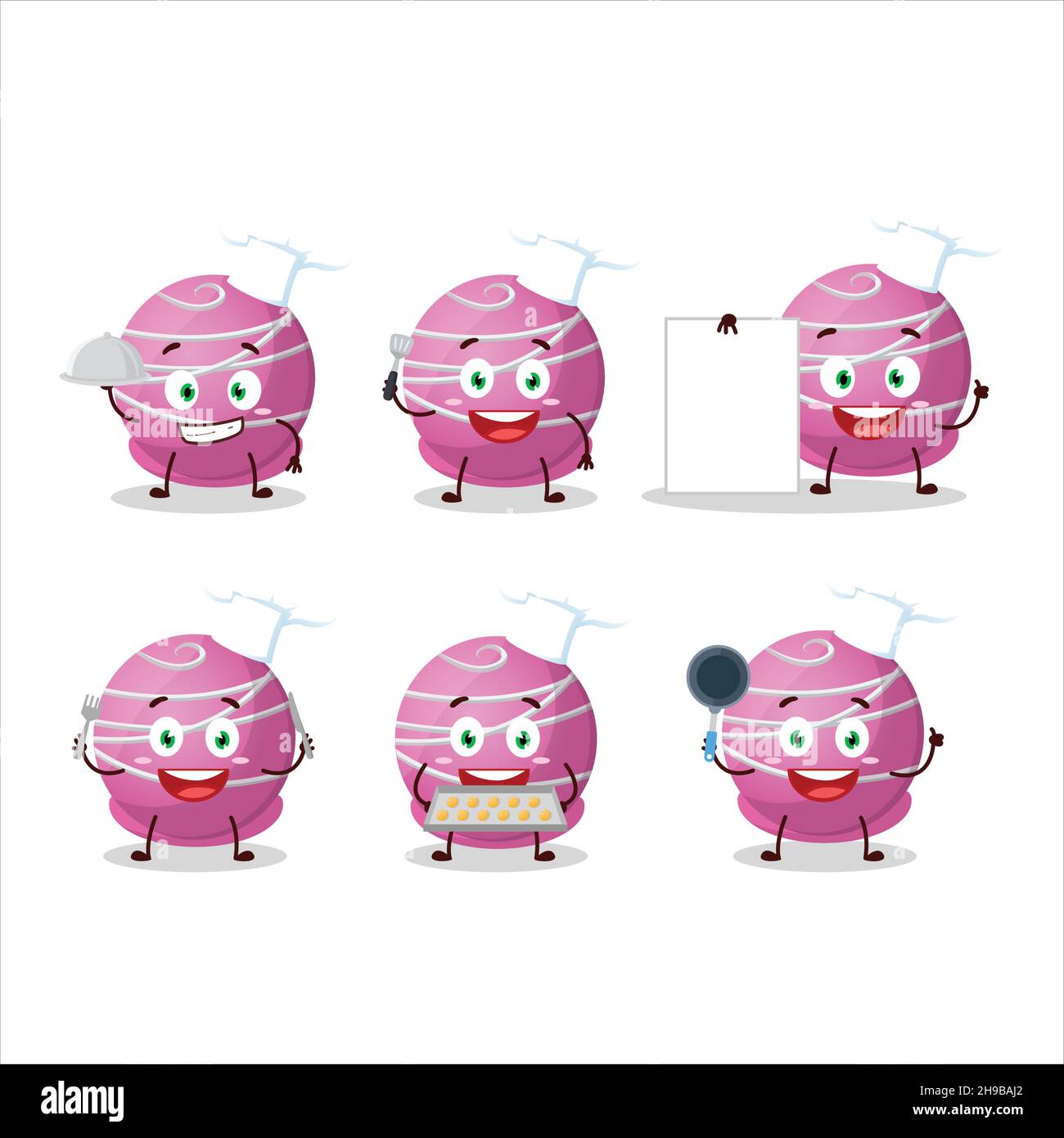 Cartoon character of truffle strawberry candy with various chef ...